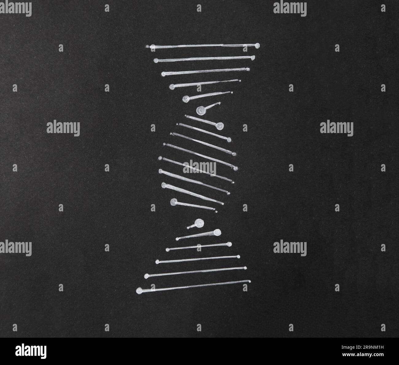 Drawing of DNA molecular chain on black paper, top view Stock Photo - Alamy