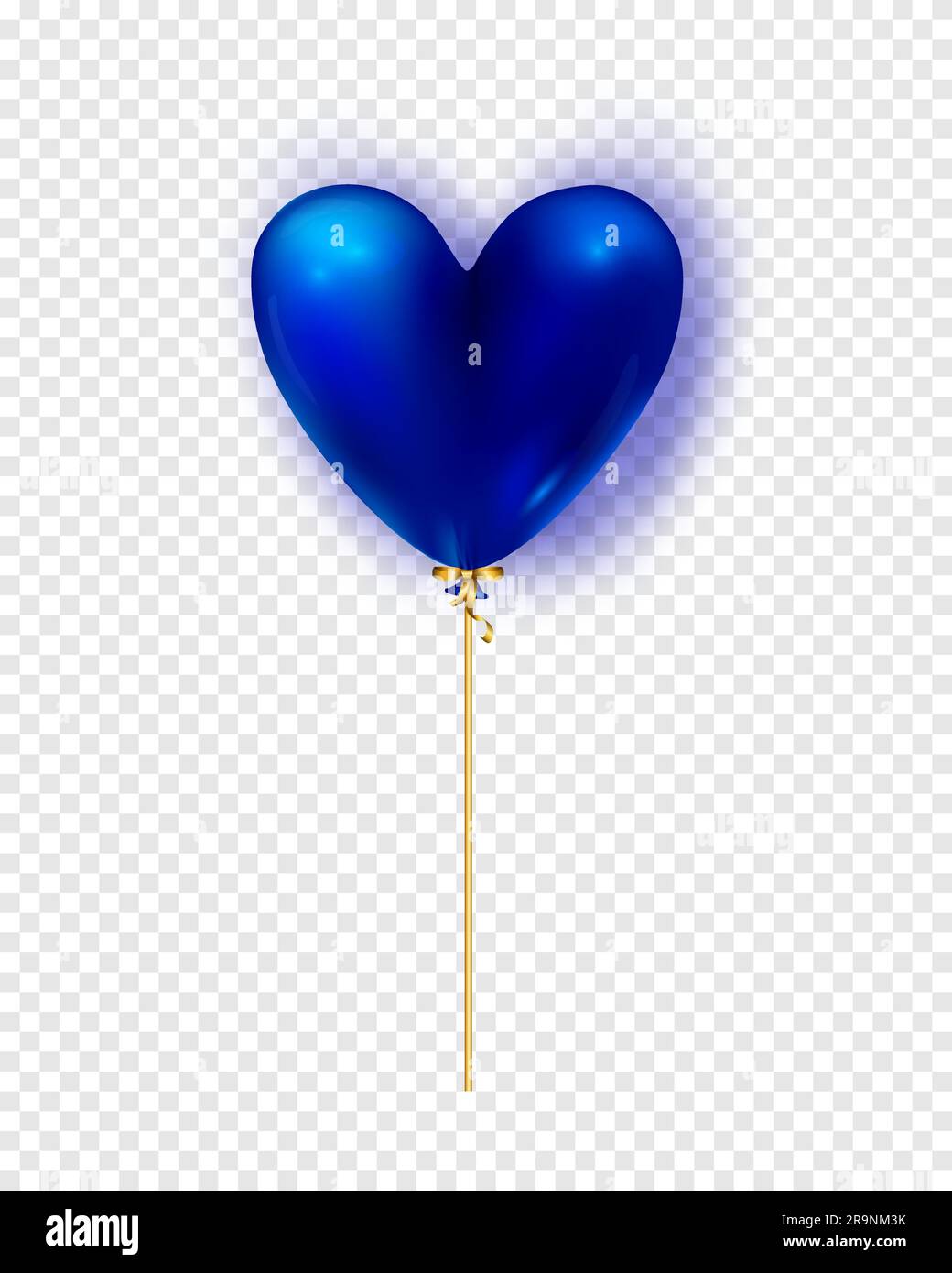Vector glossy blue air balloon in heart form. Illustration of realistic ...