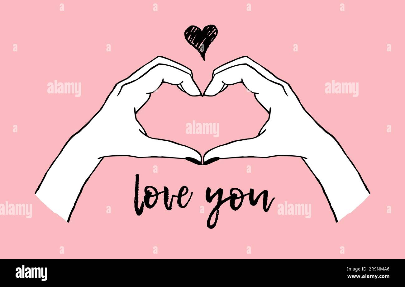 Vector trendy illustration of gesture - heart made with hands in modern ...