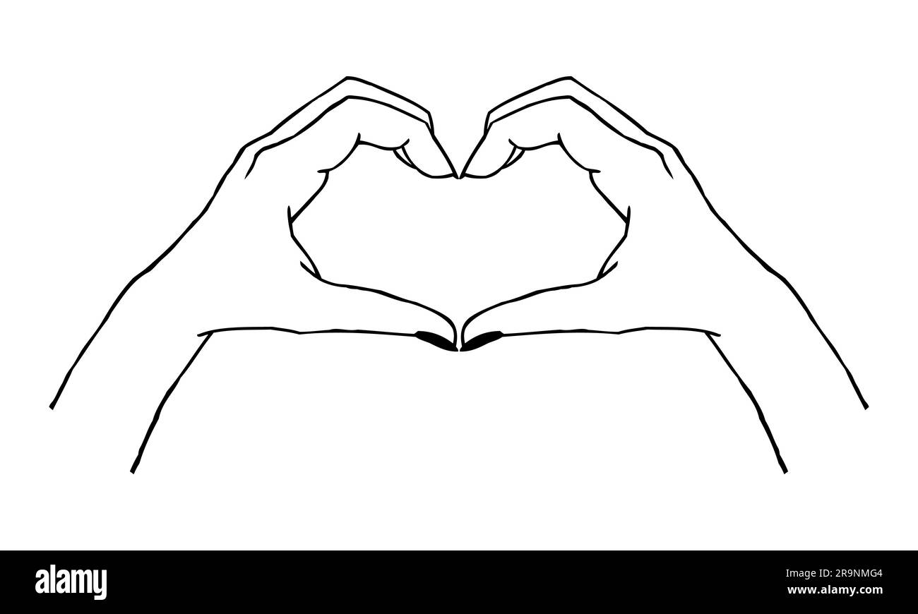 Vector trendy illustration of gesture - heart made with hands in modern ...