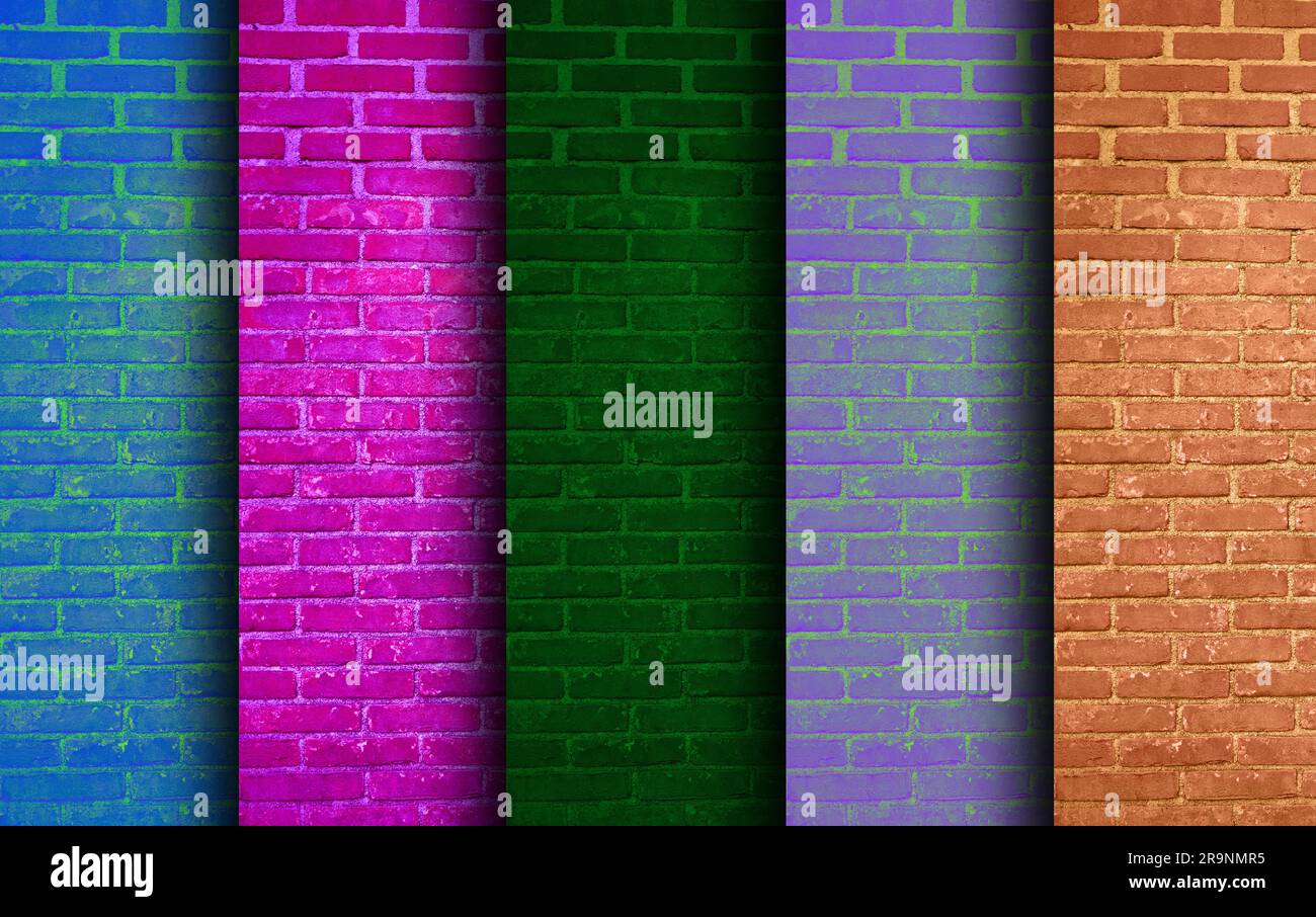 Collage of brick wall textures in different colors Stock Photo - Alamy