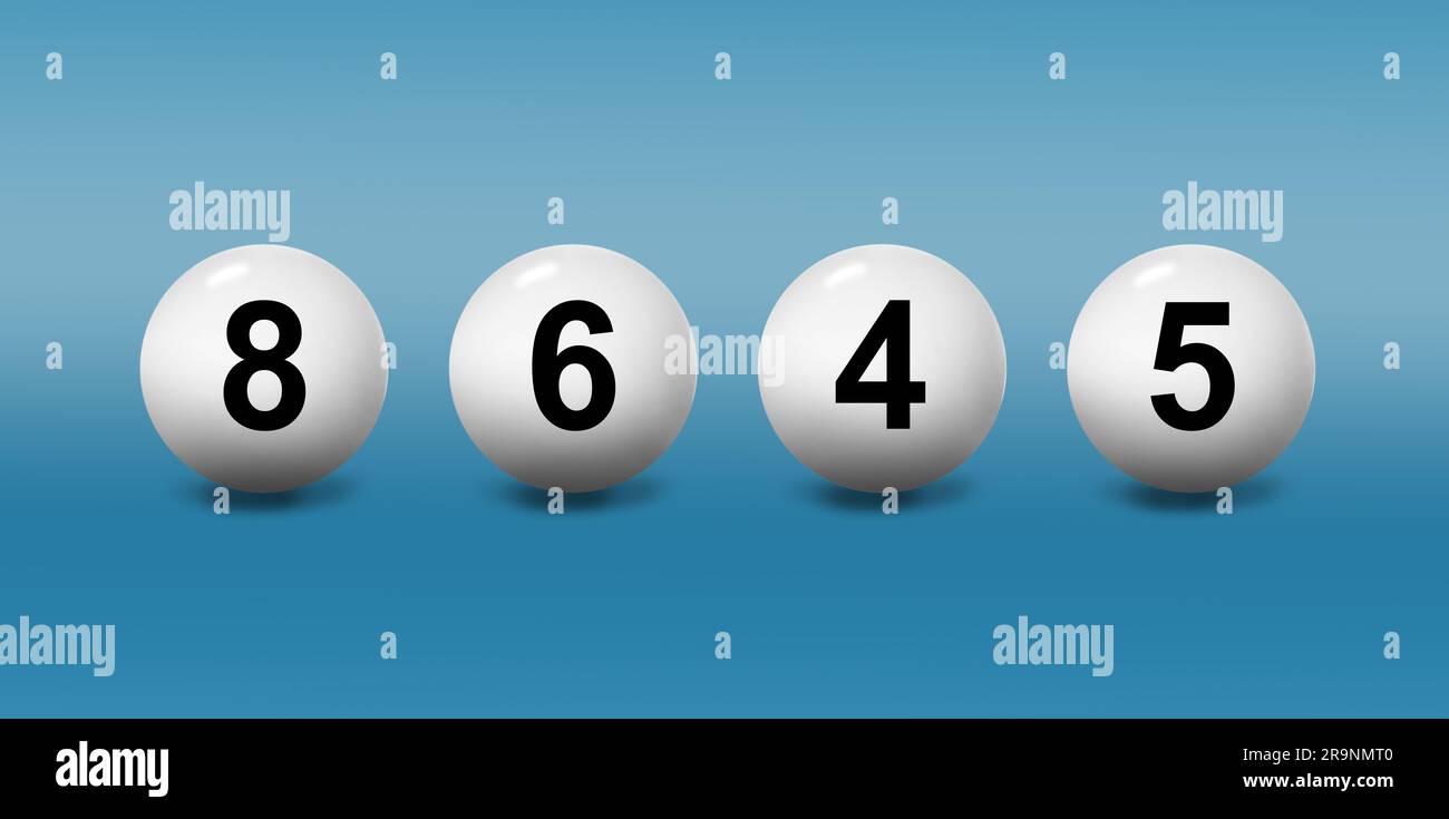 Set of lottery balls with numbers on blue gradient background Stock ...