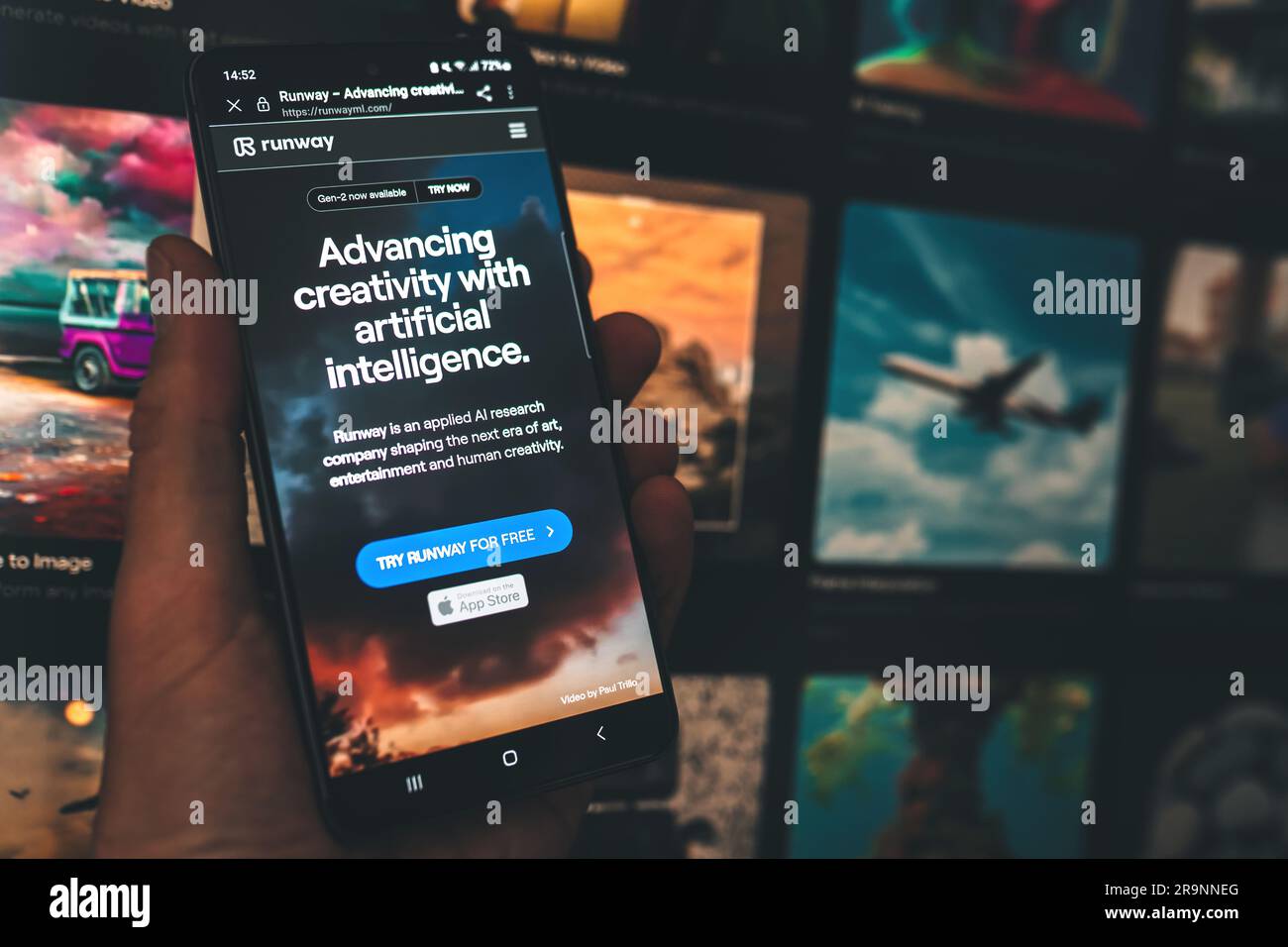 Runway Gen-2 Text-to-Video AI Tool page on smartphone with Runwayml ...