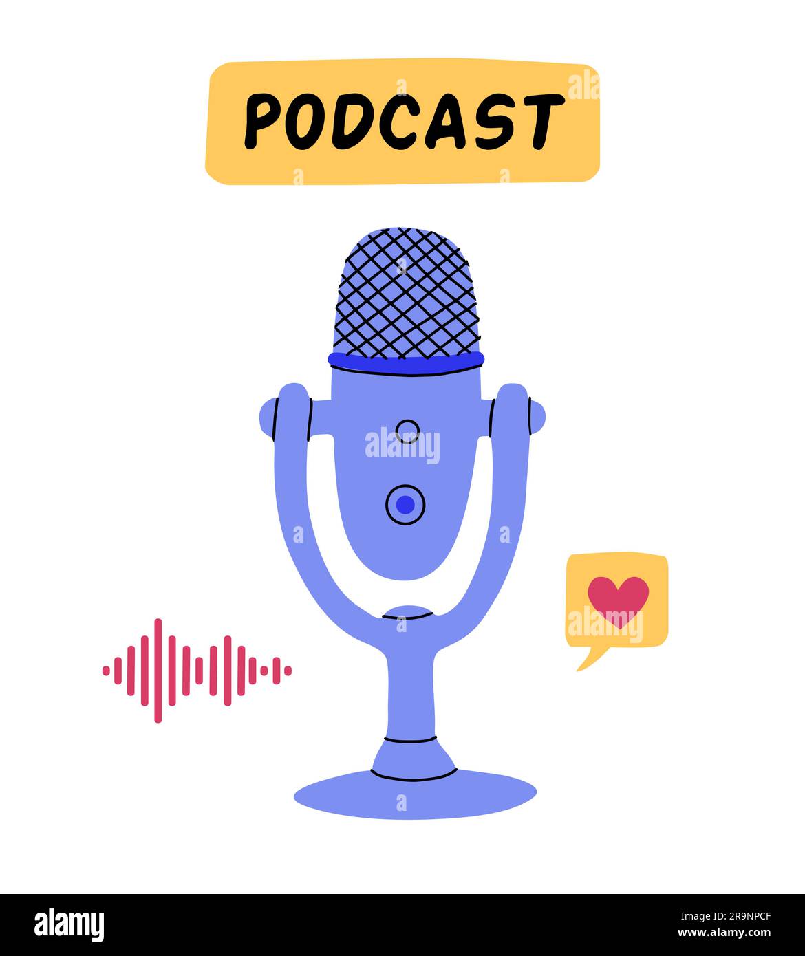 Vector illustration with microphone isolated on white background ...