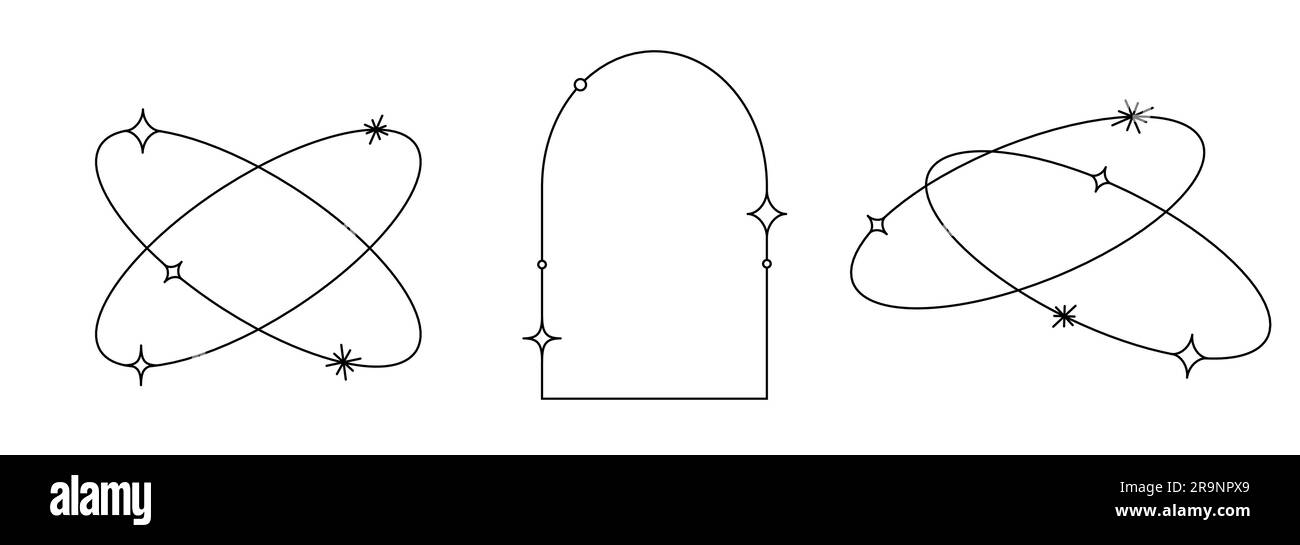 Vector set of linear minimalistic aesthetic frames and borders with ...