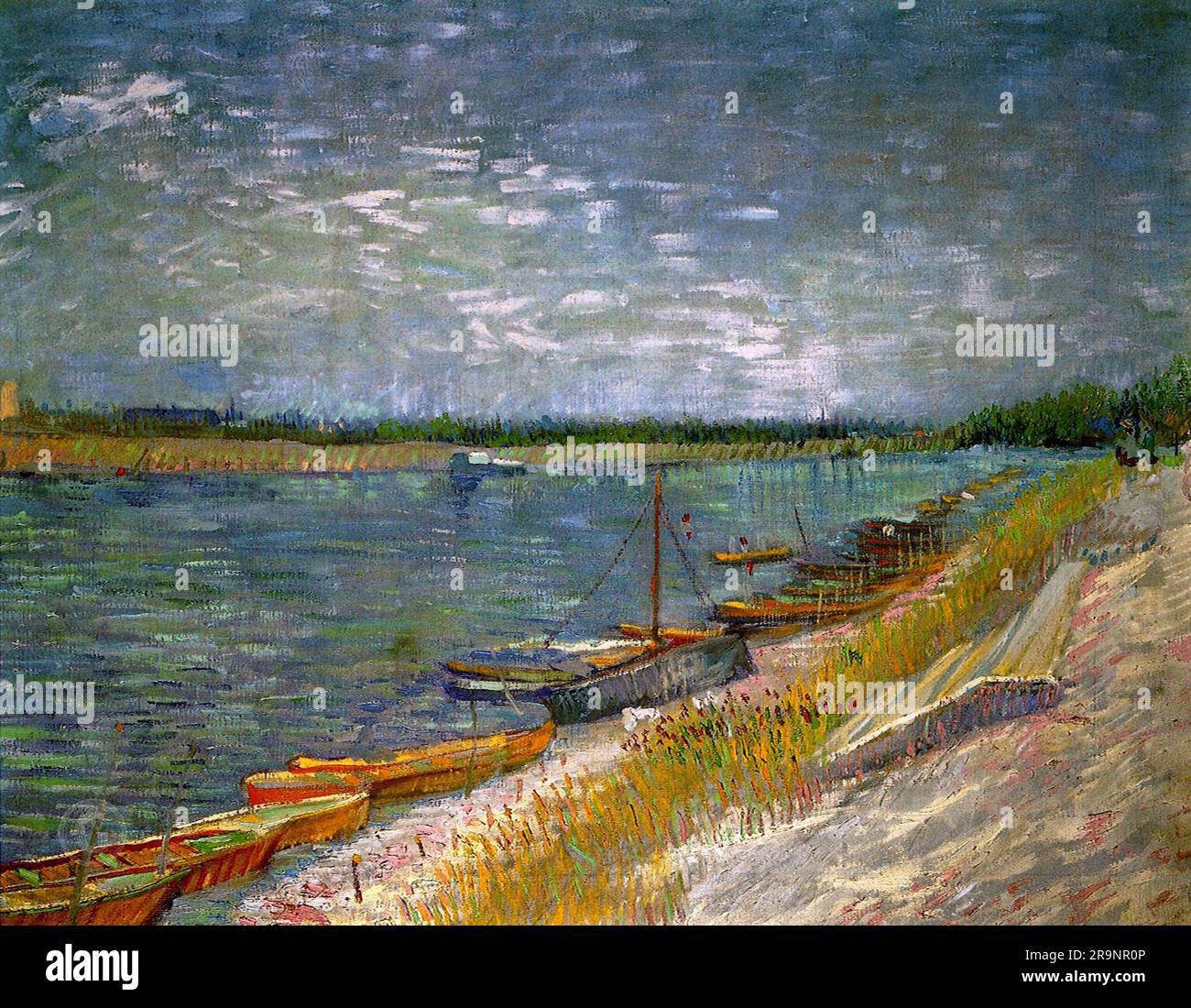 Vincent van Gogh – View of a River with Rowing Boats 1887 Stock Photo ...