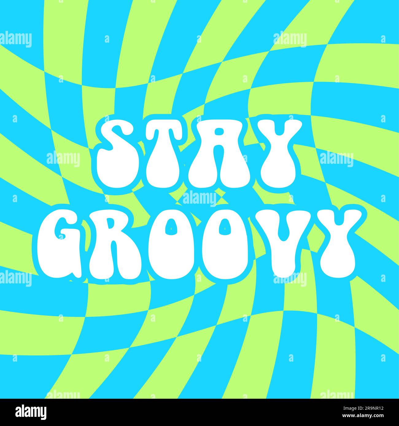 Vector trendy abstract retro 60s, 70s hippie illustration with Stay Groovy lettering and modern ...