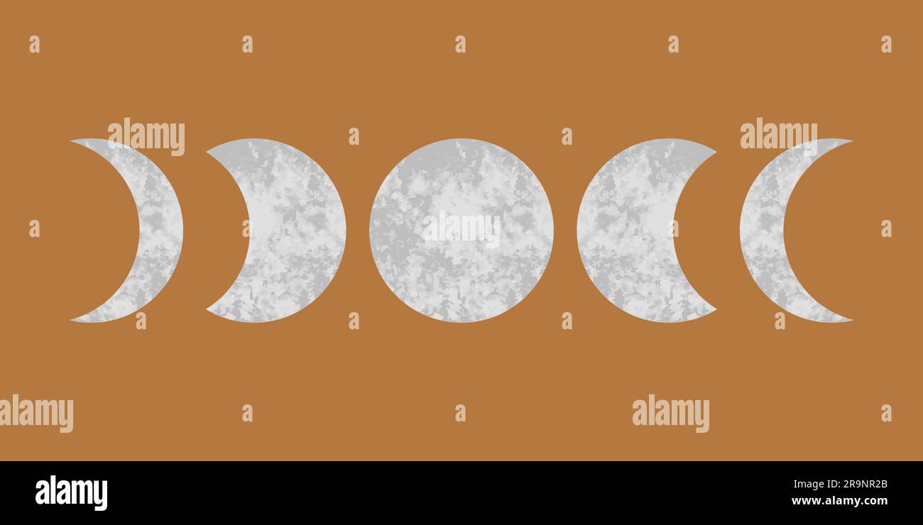 Vector abstract stone textured moon phases. Mid century modern ...