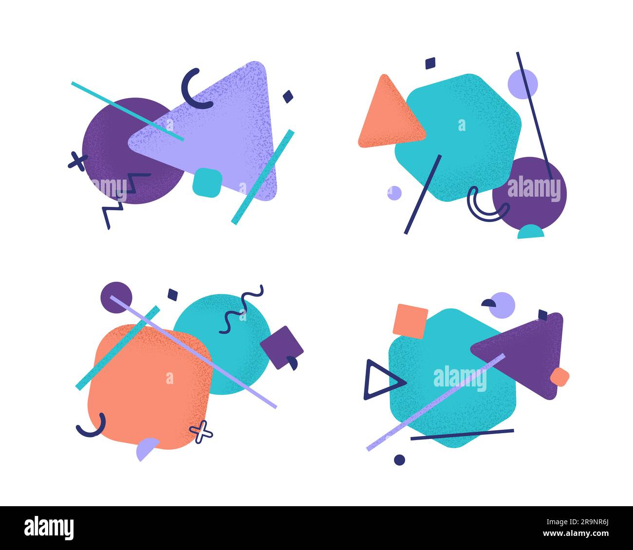 Vector abstract set of compositions of geometric elements with trendy ...