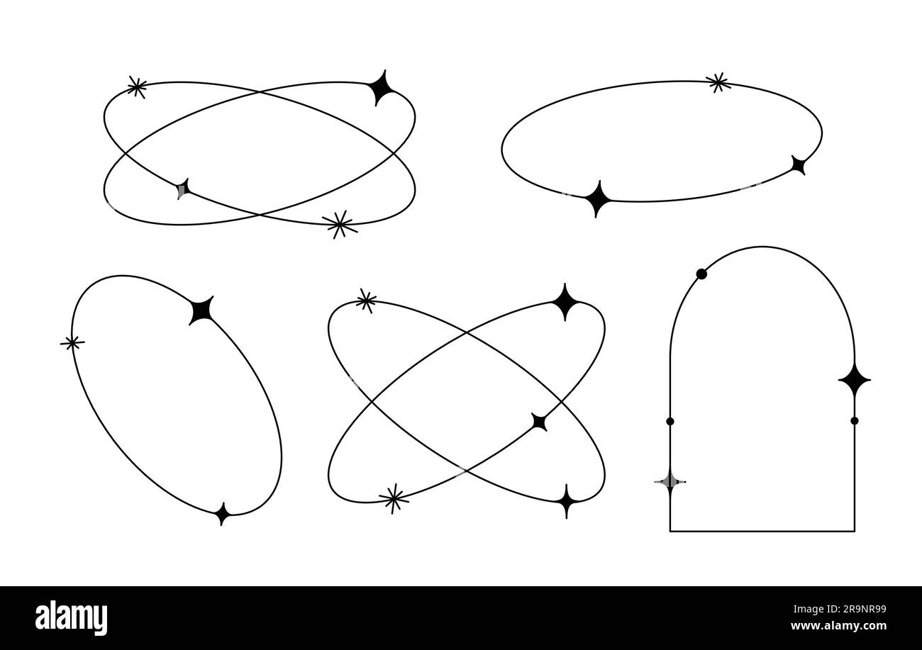 Vector set of linear minimalistic aesthetic frames and borders with ...