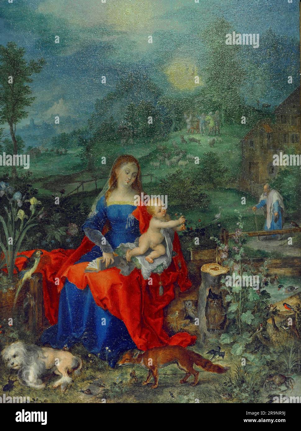 Jan Brueghel The Elder – Madonna and Child among animals 1604 Stock ...