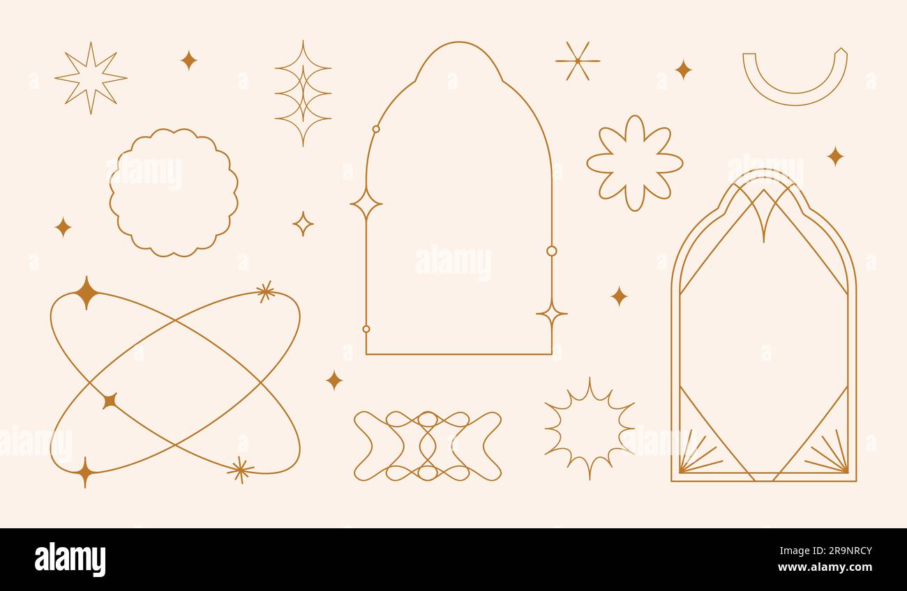 Vector set of linear minimalistic aesthetic frames, borders, geometric ...