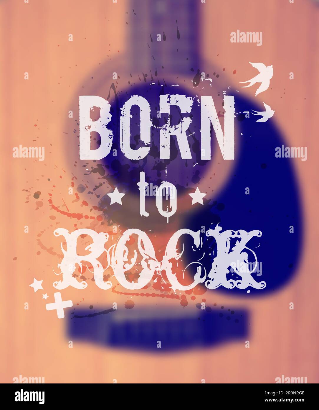 Vector blurred background with acoustic guitar. Illustration with ...