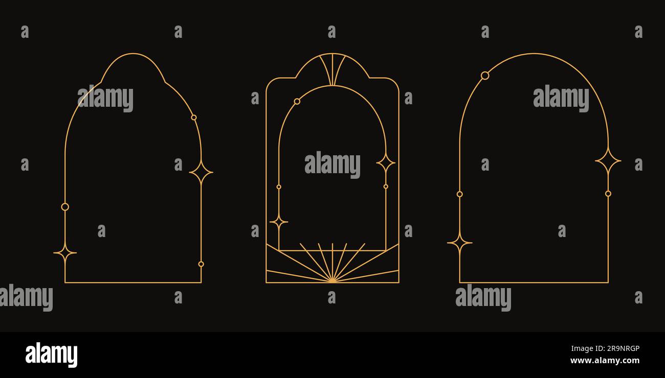 Vector set of linear minimalistic aesthetic frames and borders with ...