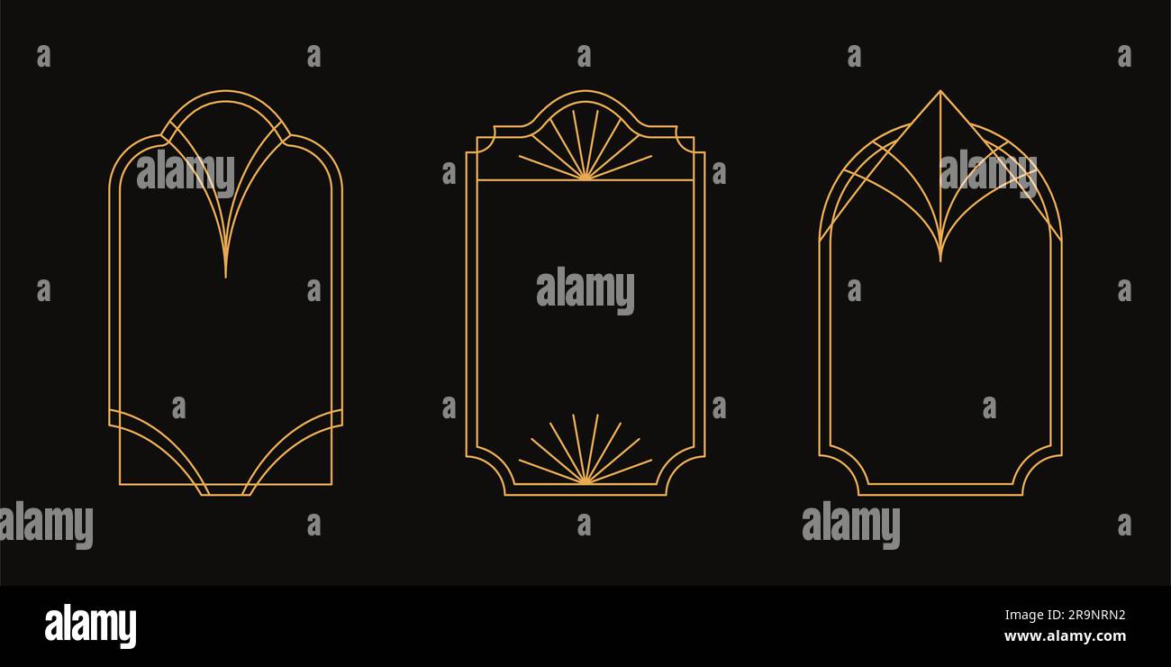 Vector set of linear minimalistic aesthetic frames and borders with ...