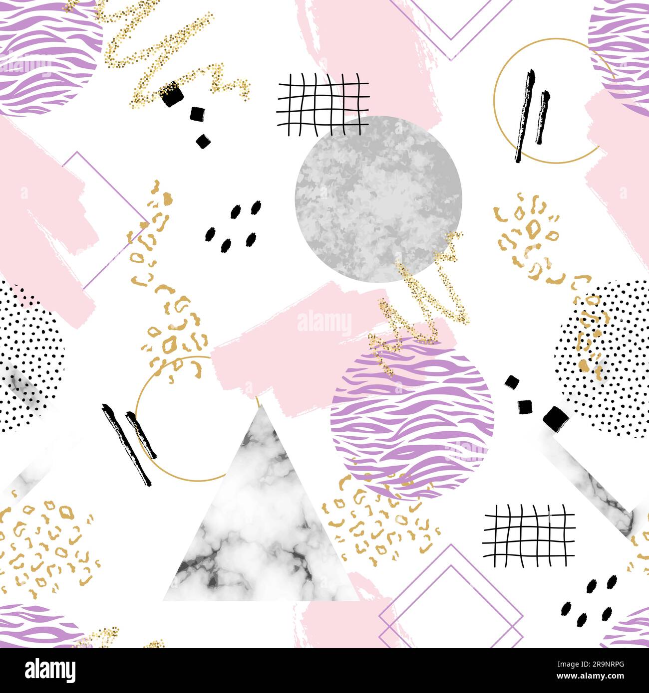 Abstract contemporary seamless pattern with marble stones, doodle ...