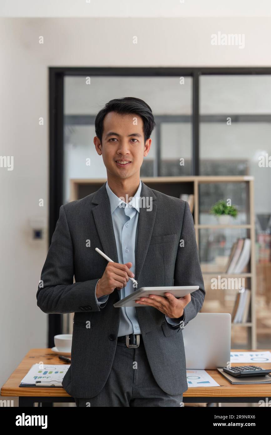 Happy smiling business man company executive ceo manager wearing suit ...