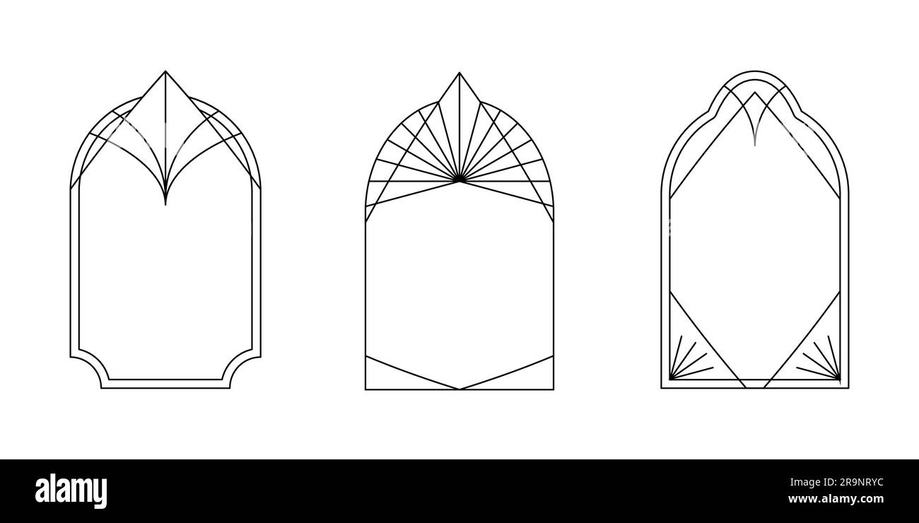 Vector set of linear minimalistic aesthetic frames and borders with ...