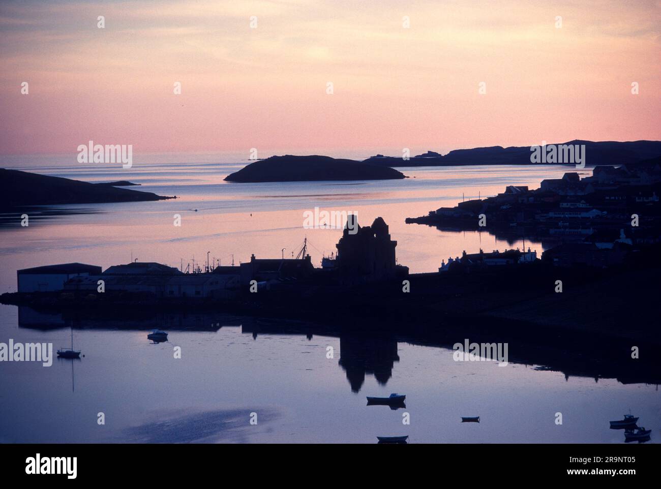 Scalloway, Mainland Shetland Islands, Scotland circa 1970s. The ruined ...
