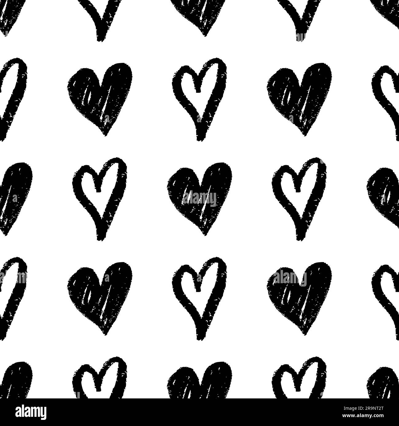 Vector seamless pattern with hand drawn hearts. Decoration for ...