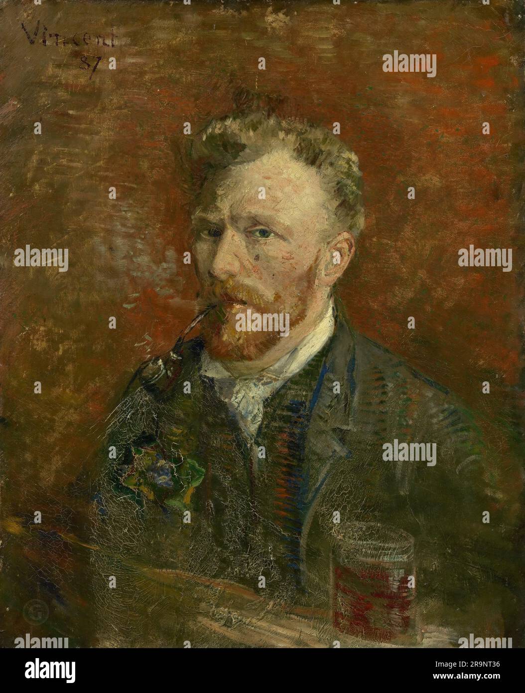 Vincent van Gogh – Self-Portrait with Pipe and Glass 1887 Stock Photo ...