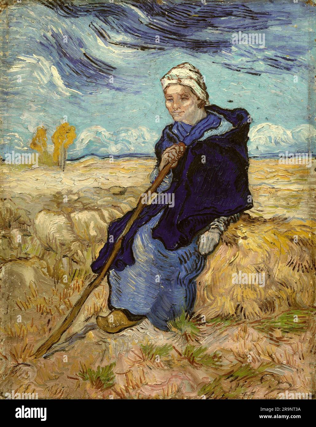 Vincent van Gogh – The Shepherdess (after Millet) 1889 Stock Photo - Alamy