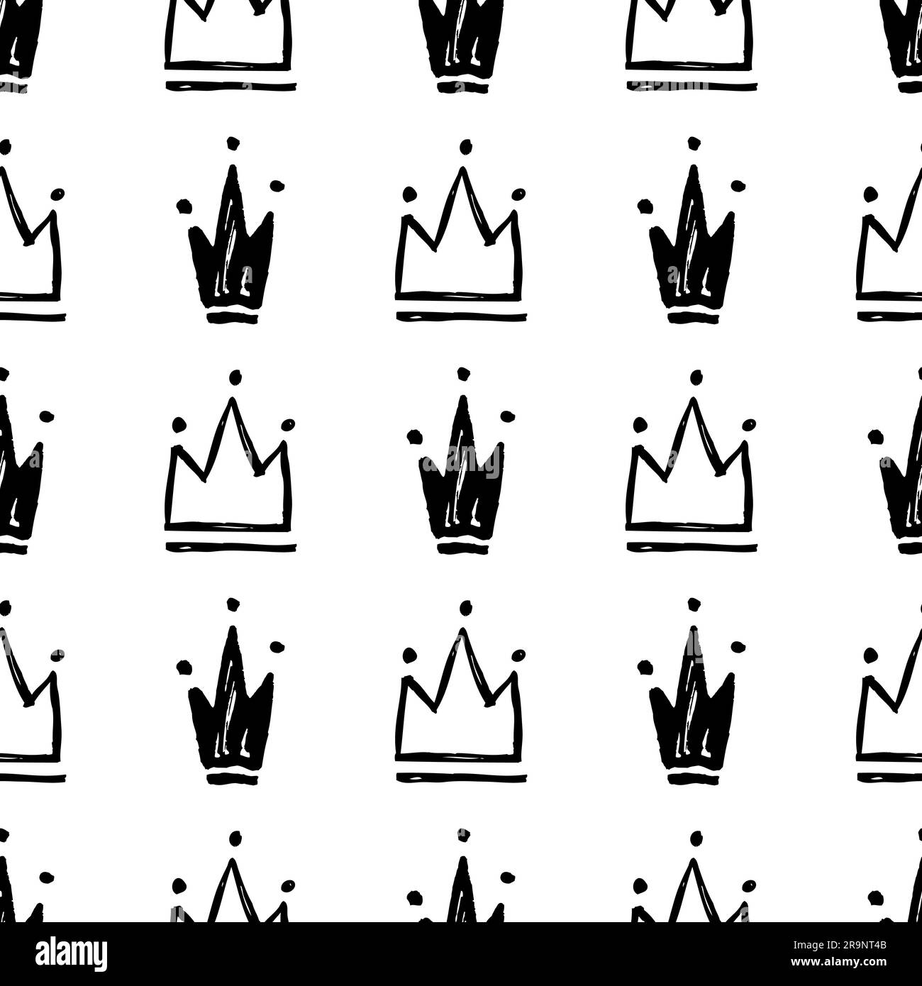 Vector seamless pattern with abstract hand drawn silhouettes of crowns ...
