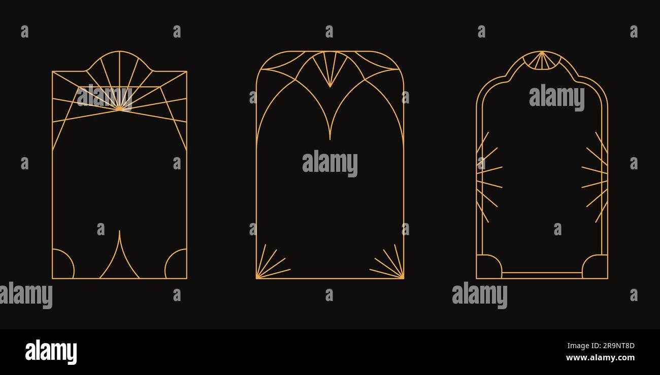 Vector set of linear minimalistic aesthetic frames and borders with ...