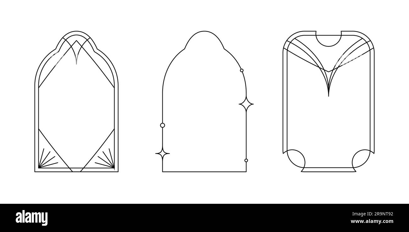 Vector set of linear minimalistic aesthetic frames and borders with ...