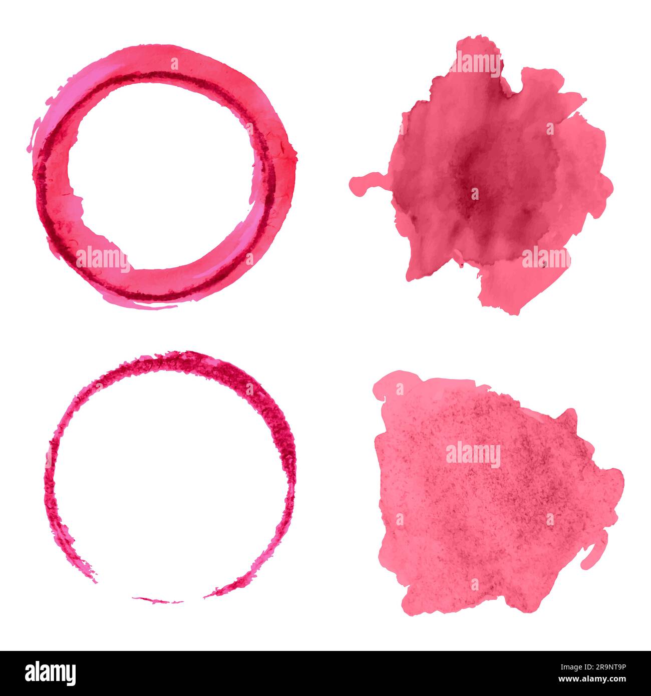 Vector set with different red wine stains isolated on white background ...