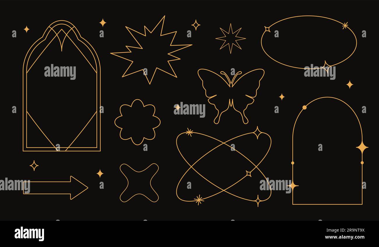 Vector set of linear minimalistic aesthetic frames, borders, geometric ...