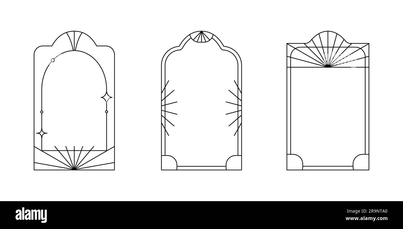 Vector set of linear minimalistic aesthetic frames and borders with ...