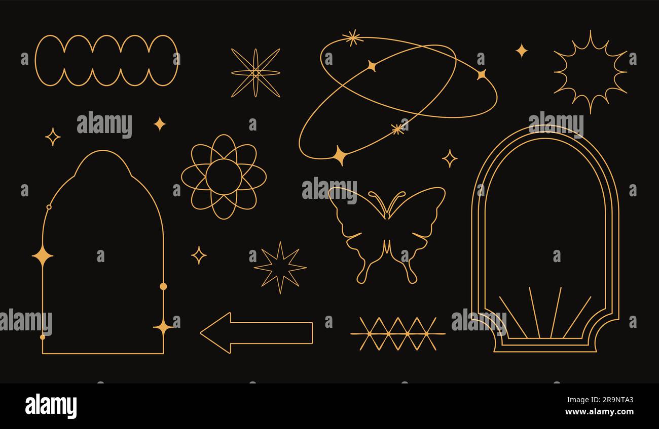 Vector set of linear minimalistic aesthetic frames, borders, geometric ...