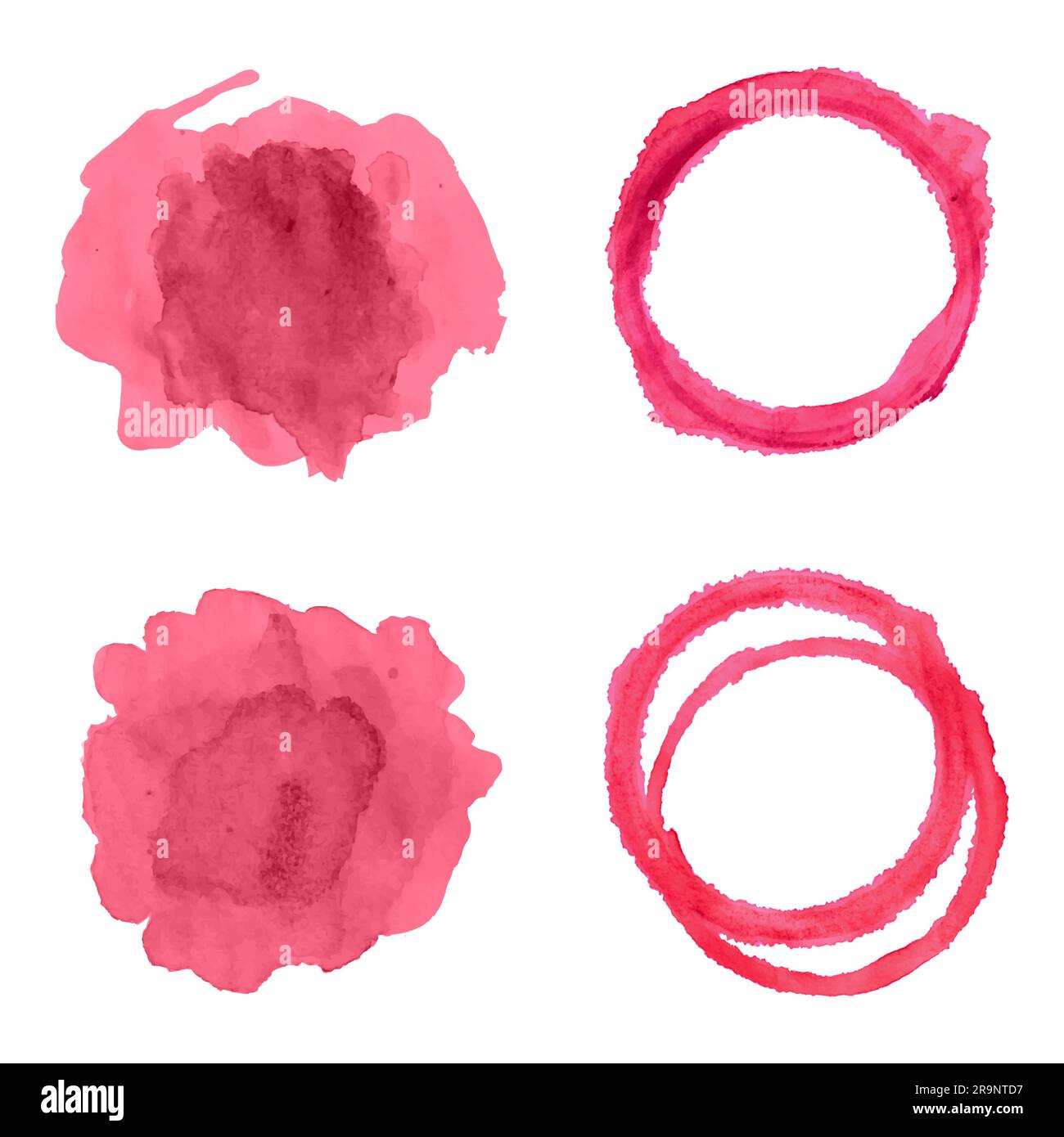 Vector set with different red wine stains isolated on white background ...