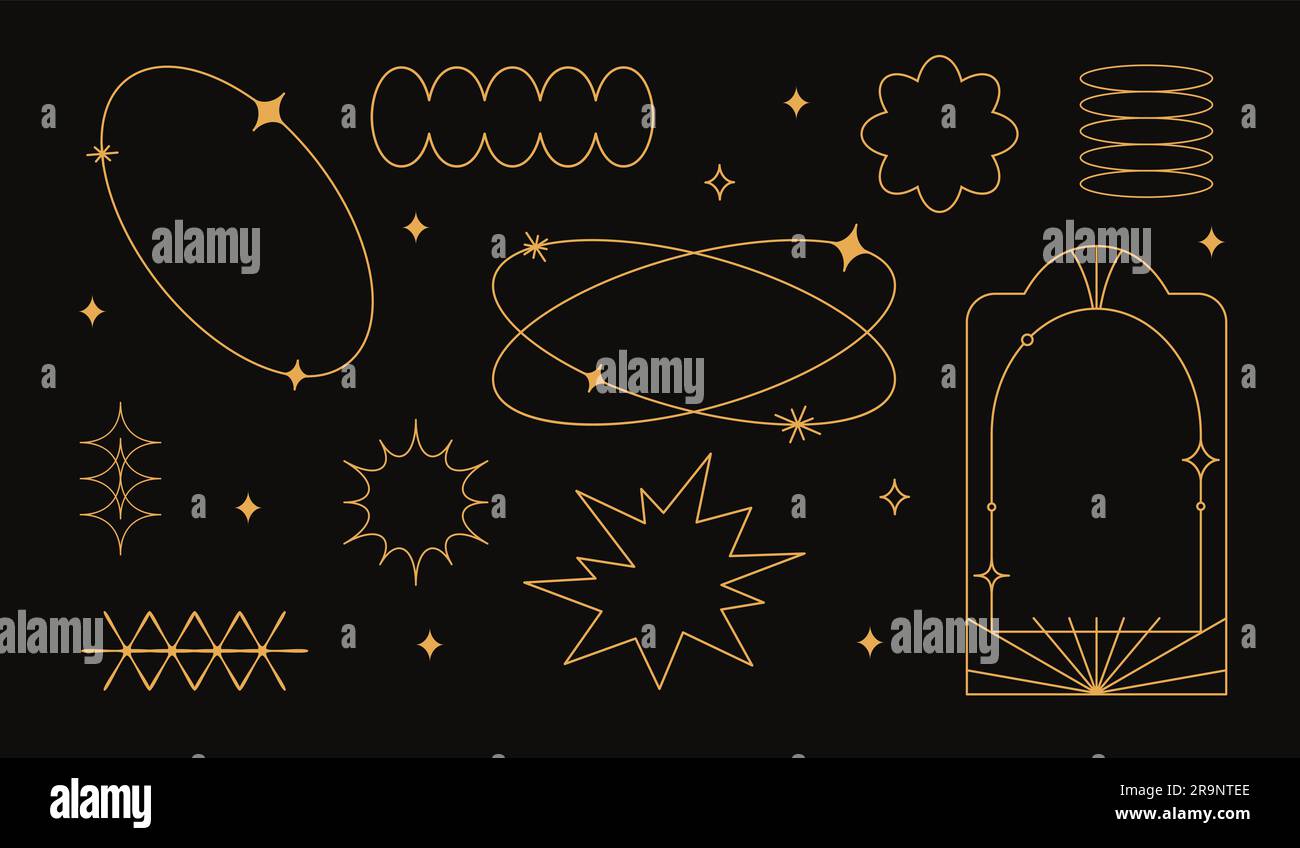 Vector set of linear minimalistic aesthetic frames, borders, geometric ...