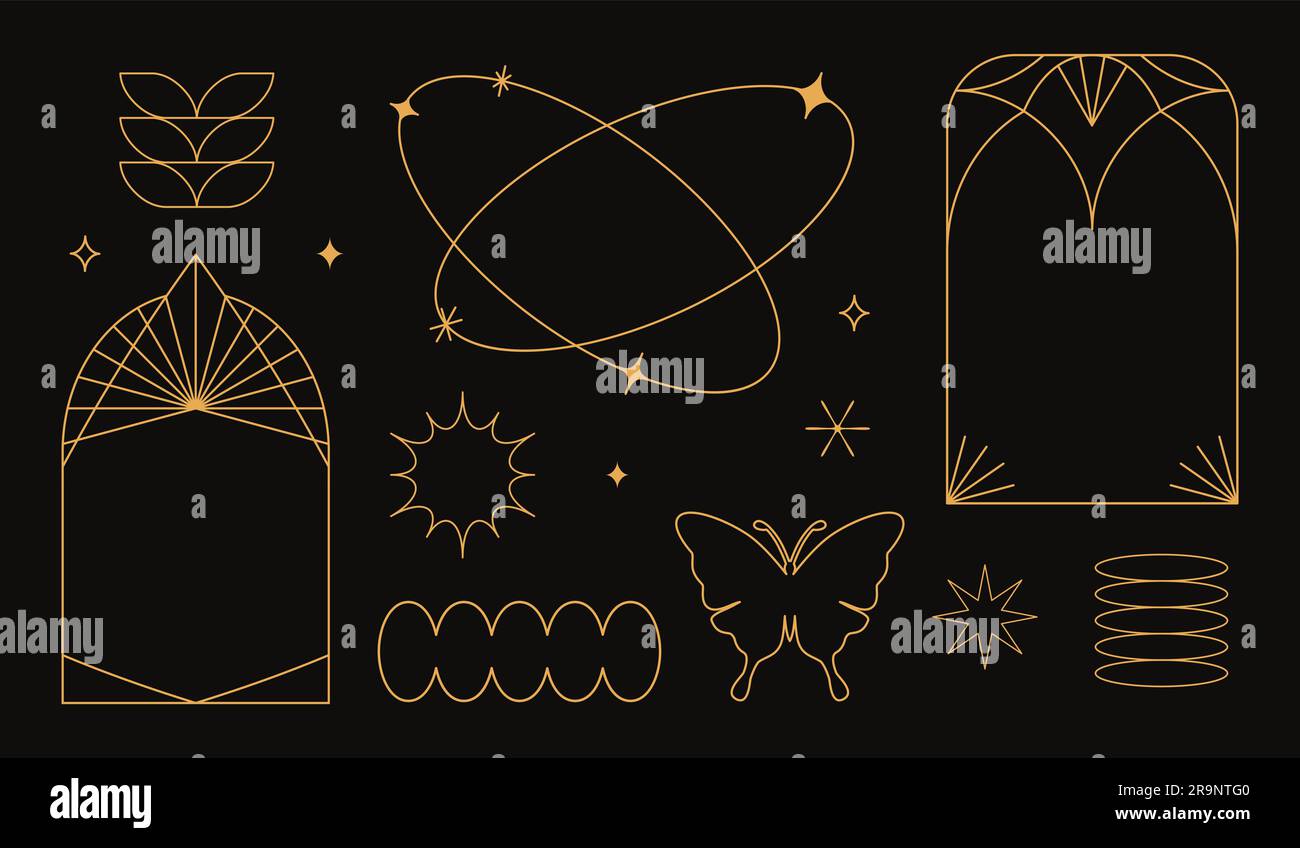 Vector set of linear minimalistic aesthetic frames, borders, geometric ...