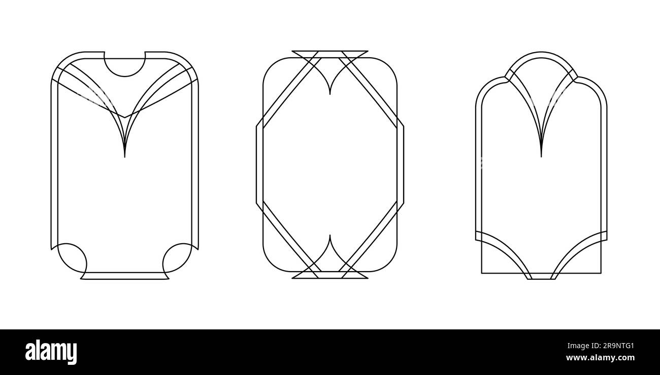 Vector set of linear minimalistic aesthetic frames and borders with ...