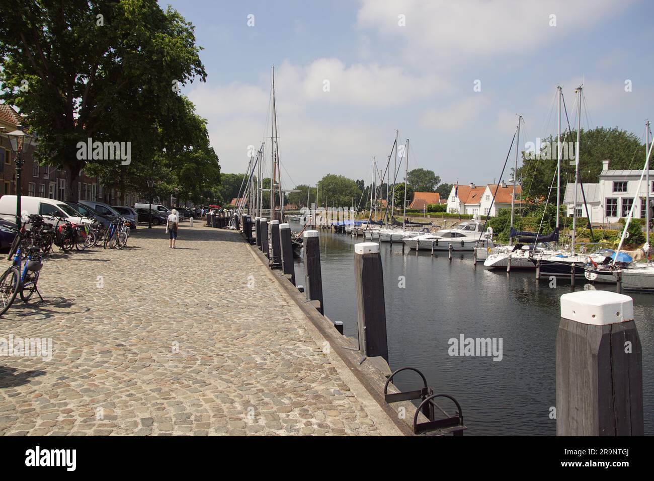 Marina (Binnenhaven) with sailing ships, motorboats near the Veerse ...