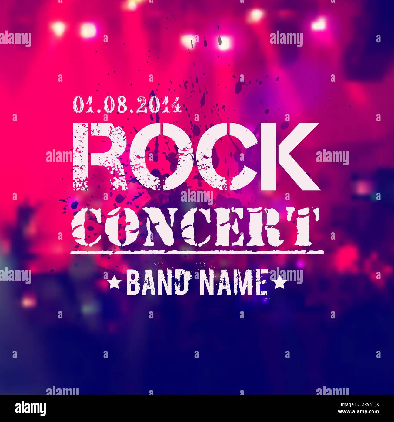 Vector blurred background with rock stage and crowd. Rock concert ...