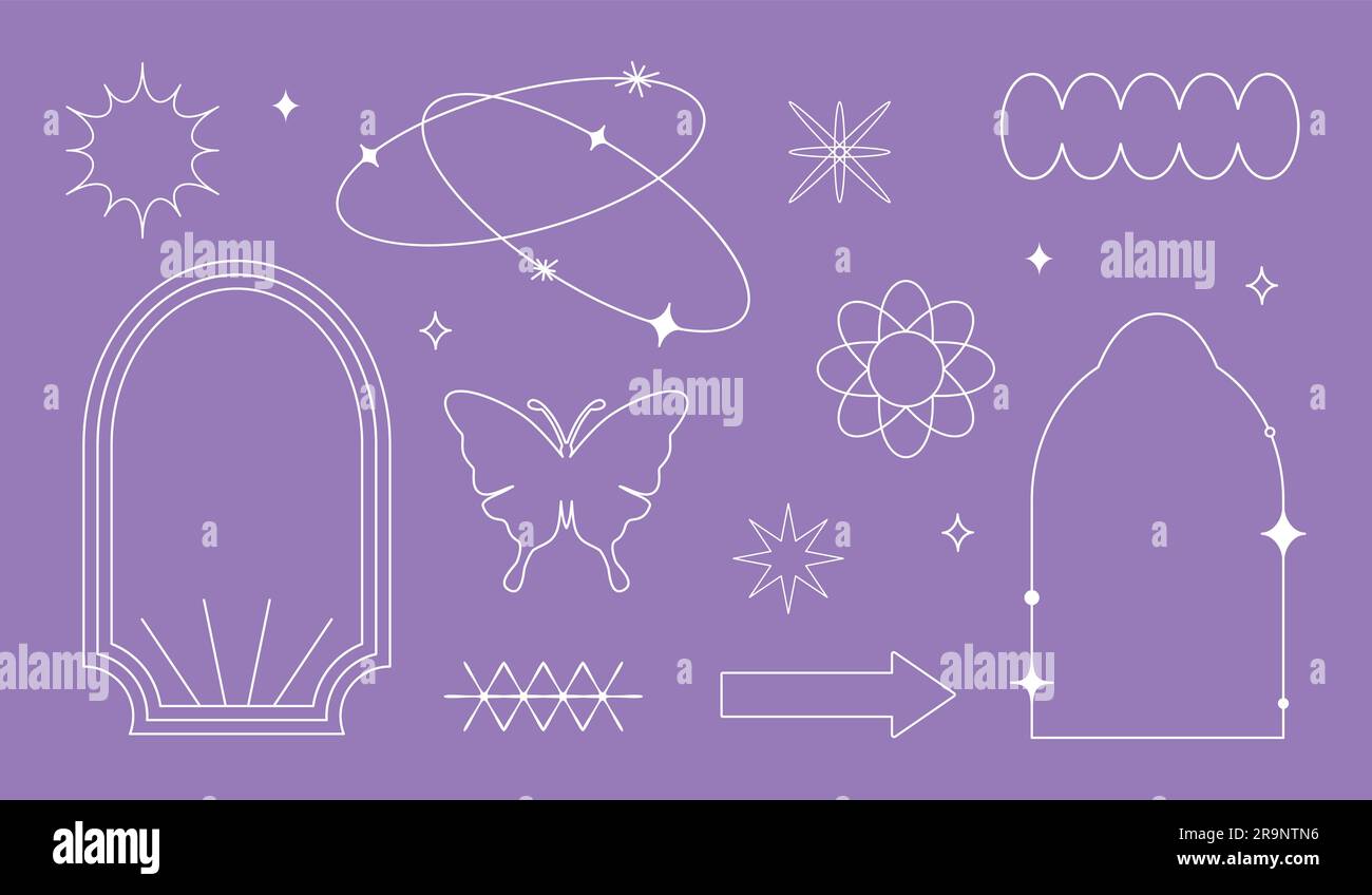 Vector set of linear minimalistic aesthetic frames, borders, geometric ...