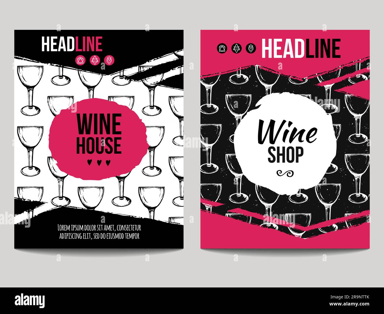 Vector set of modern posters with wine backgrounds. Trendy templates ...