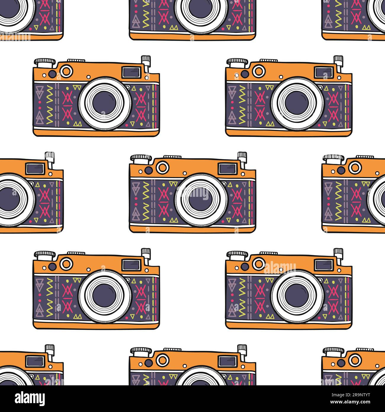 Vector colorful vintage seamless pattern with retro cameras. Trendy ...