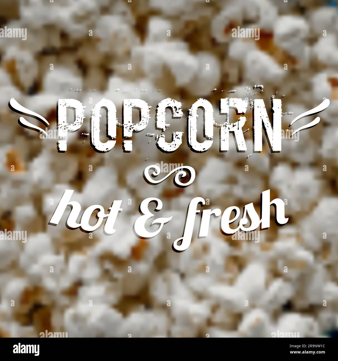 Vector blurred background with popcorn and label. Design template Stock ...