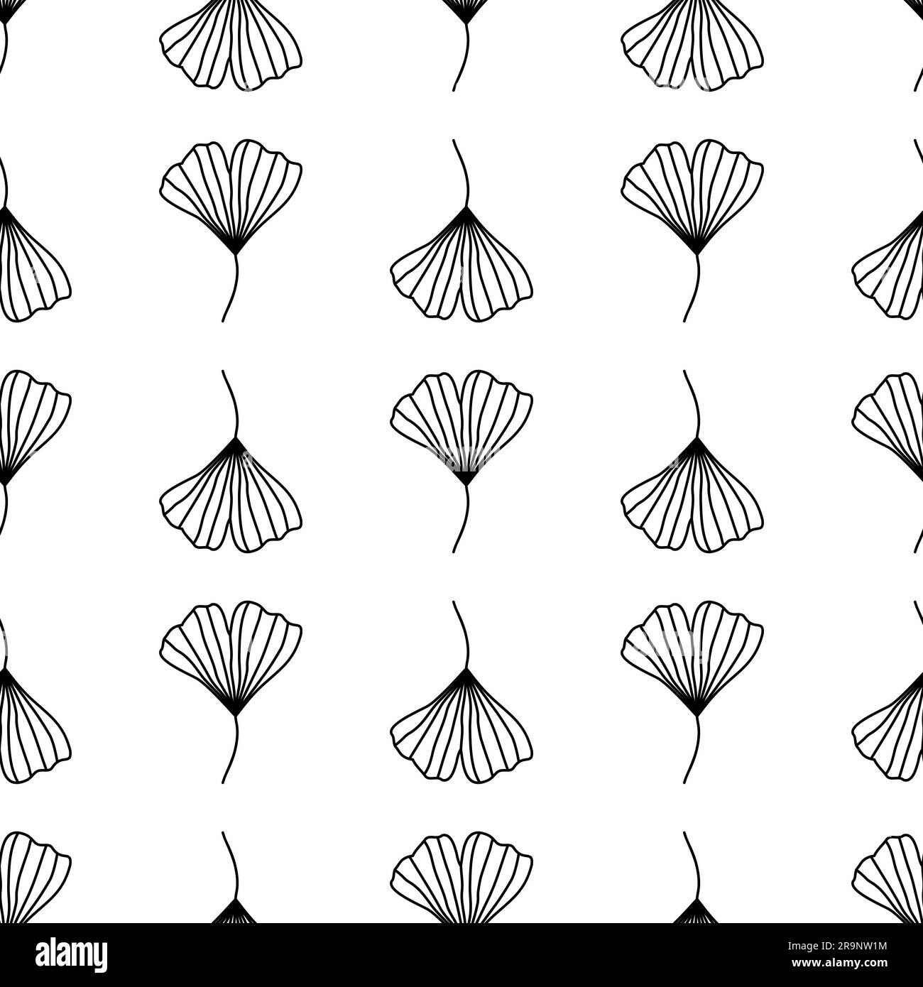 Seamless vector pattern with ginkgo biloba leaves isolated on white ...