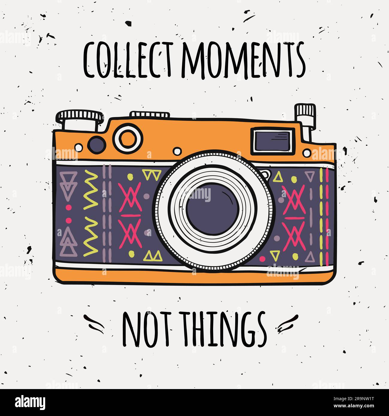 Vector illustration with retro photo camera and typography phrase ...