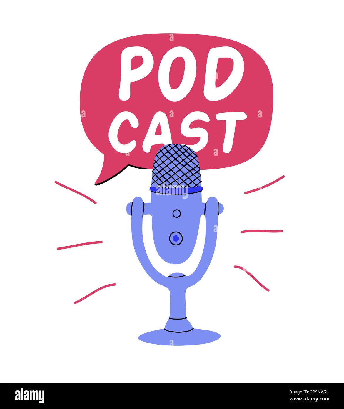 Vector illustration with microphone isolated on white background ...