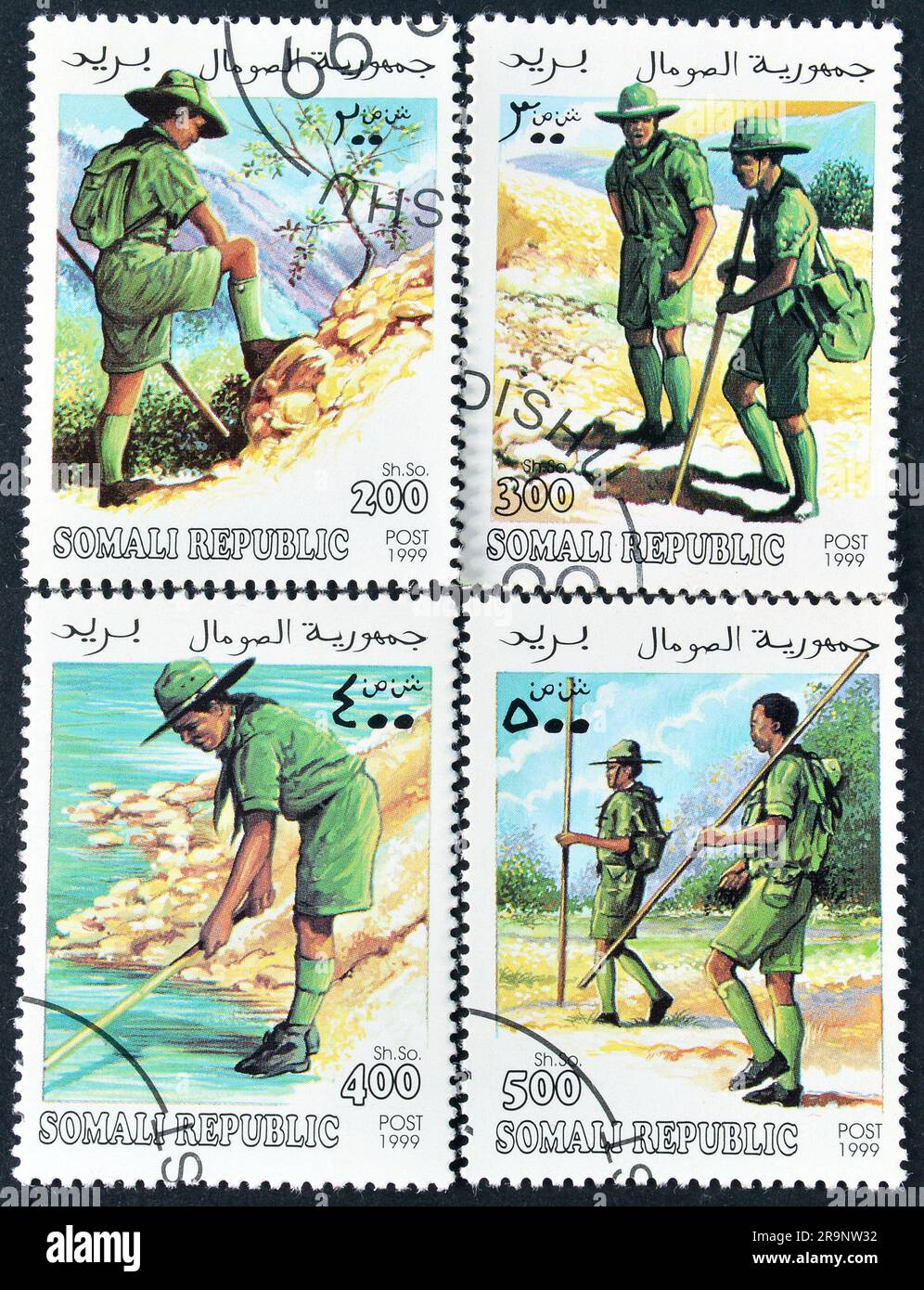 Cancelled postage stamps printed by Somali Republic, that show Scouts ...