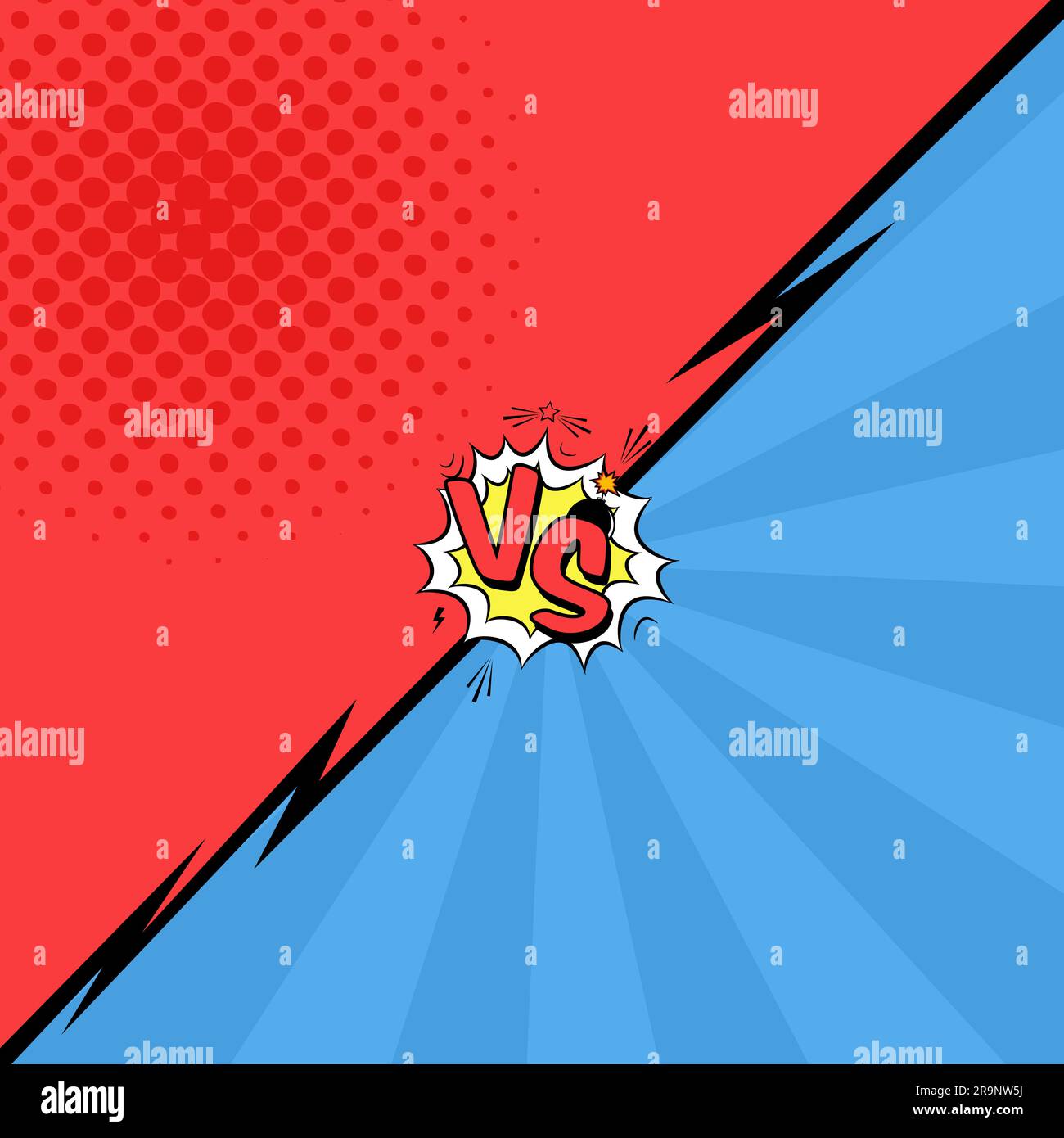 Vector illustration of versus letters with speech bubble, bomb ...