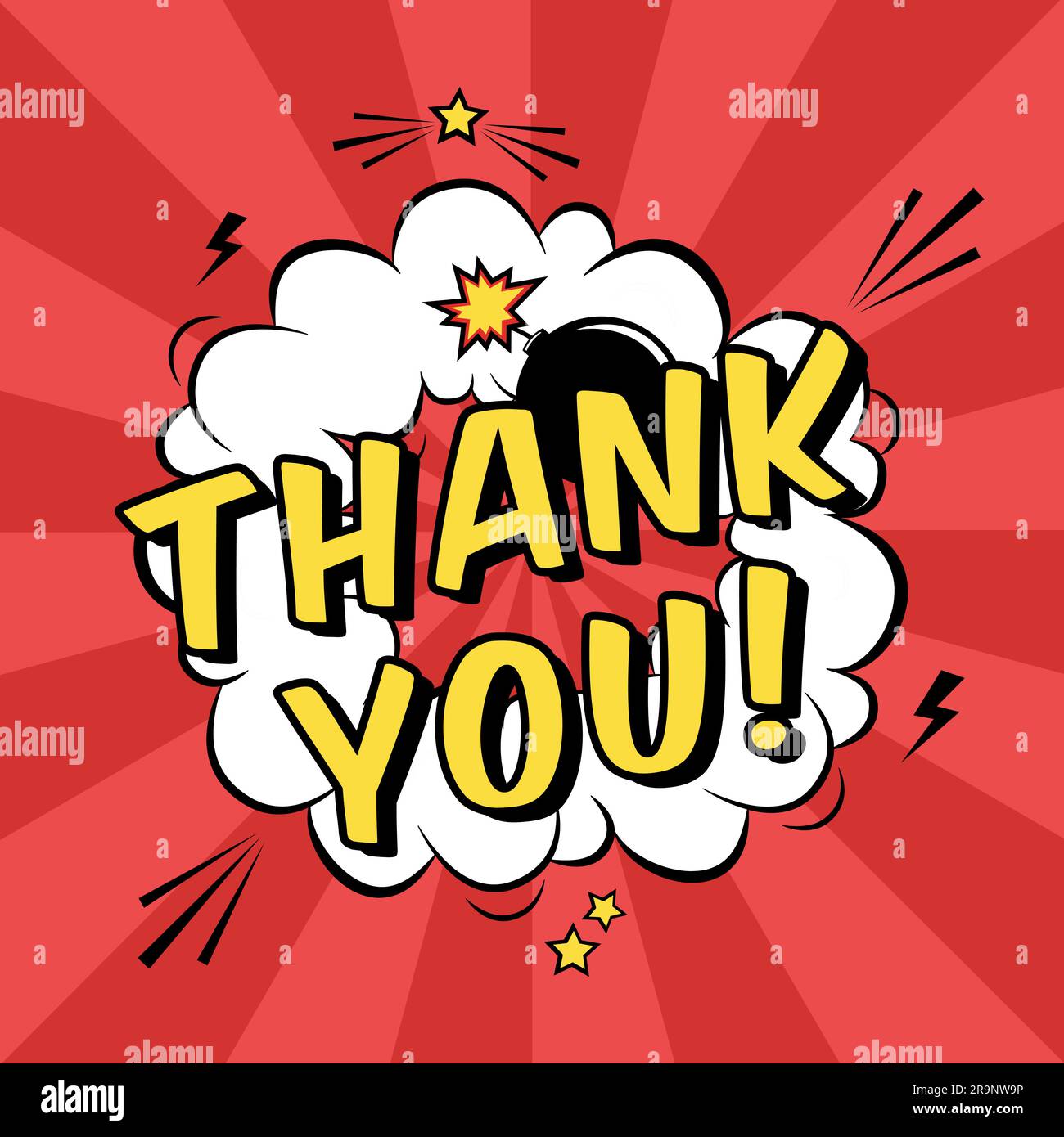 Vector colorful pop art illustration with Thank you text. Decorative ...