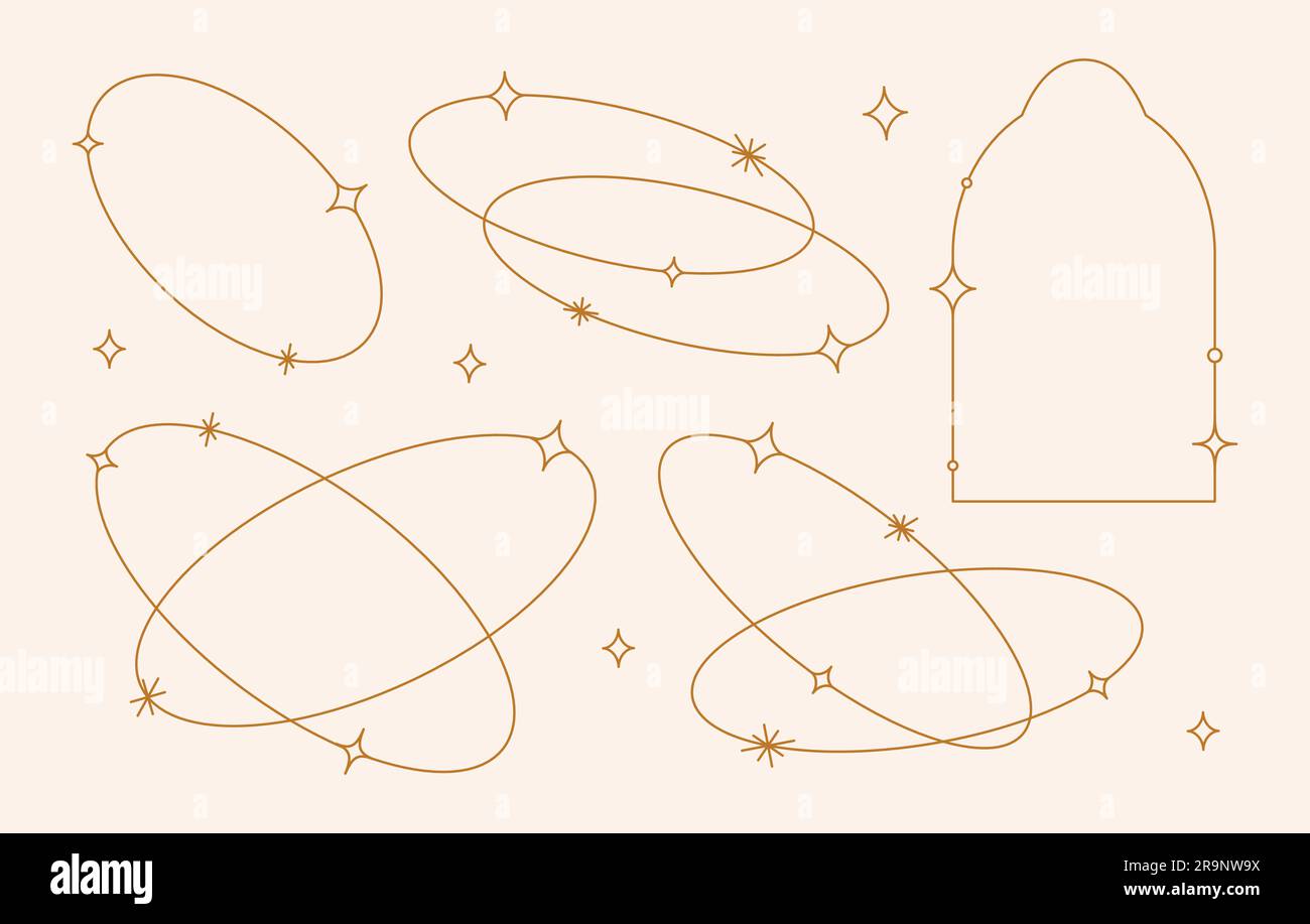 Vector set of linear minimalistic aesthetic frames and borders with ...